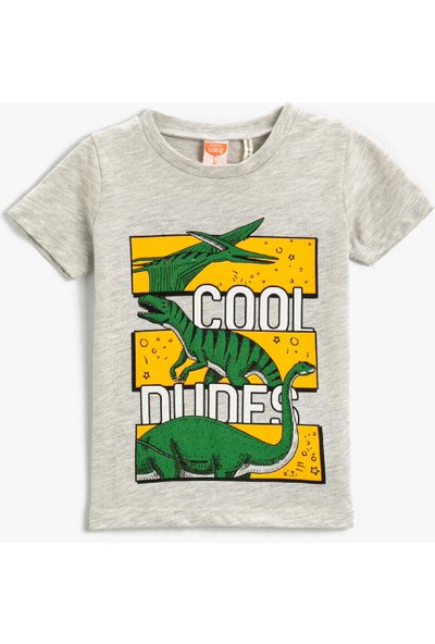 Koton Erkek Bebek Dinozor Baskılı Kısa Kollu Tişört Koton Erkek Bebek Dinozor Baskılı Kısa Kollu Tişört