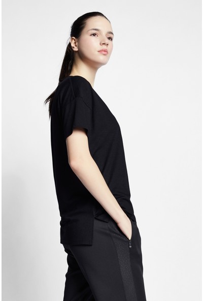 Lescon Siyah Kadın Kısa Kollu T-Shirt 22B-2018