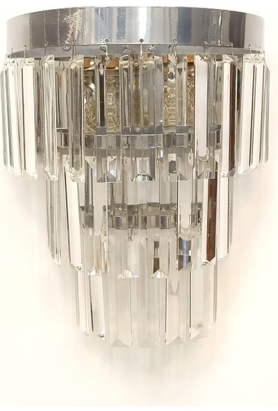 Gaziantep Avize Asya 3 Katlı Kristal Taşlı Silver Pilli Aplik 24X30CM Gaziantep Avize Asya 3 Katlı Kristal Taşlı Silver Pilli Aplik 24X30CM