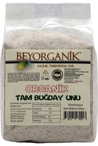 Beyorganik Organik Tam Buğday Unu 500GR