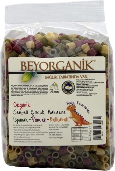 Beyorganik Organik Çocuk Makarna Ispanak-Pancar-Balkabağı (Yumurta ve Süt Içermez) 350GR Beyorganik Organik Çocuk Makarna Ispanak-Pancar-Balkabağı (Yumurta ve Süt Içermez) 350GR