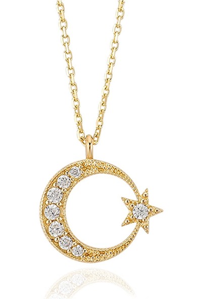 Yenn Jewelery 14 K Mini Ayyıldız Zirkon Taşlı Kolye Yenn Jewelery 14 K Mini Ayyıldız Zirkon Taşlı Kolye