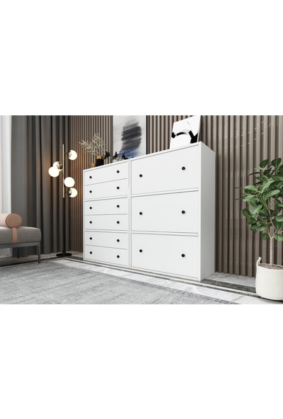 Çekmeceli Düser Kapakli Sifonyer Beyaz 130 cm SFN-1039-Ç Çekmeceli Düser Kapakli Sifonyer Beyaz 130 cm SFN-1039-Ç