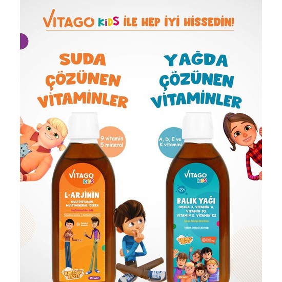 Vitago Kids 2'li Balık Yağı + Multivitamin Şurup Fiyatı