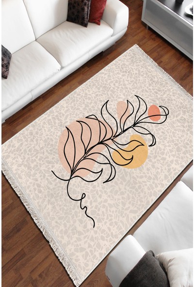 Colizon Art Serisi Dekoratif Yıkanabilir Kaymaz Tabanlı Salon Halısı