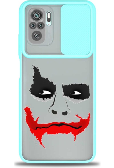 Noprin Xiaomi Redmi Note 10S Kılıf Sürgülü Kamera Korumalı Turkuaz Hd Baskılı Kılıf - Joker Paint Noprin Xiaomi Redmi Note 10S Kılıf Sürgülü Kamera Korumalı Turkuaz Hd Baskılı Kılıf - Joker Paint