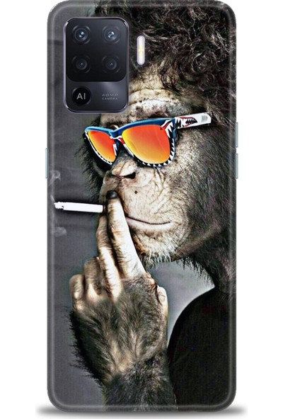 Noprin Oppo Reno 5 Lite Kılıf Hd Baskılı Kılıf - Goril Smoke