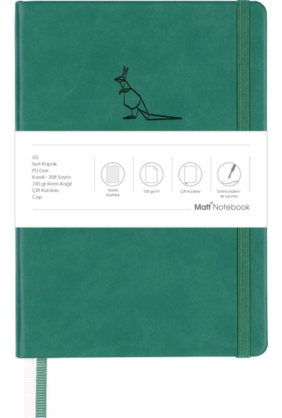 Matt Notebook A5 Defter Kareli Yeşil Matt Notebook A5 Defter Kareli Yeşil