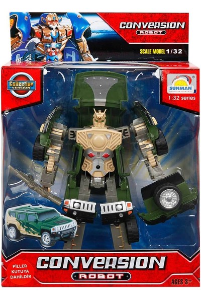 Sunman 1:32 Sesli ve Işıklı Dönüşebilen Robot - Yeşil - Jeep Sunman 1:32 Sesli ve Işıklı Dönüşebilen Robot - Yeşil - Jeep