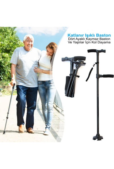 TamamElek Güvenilir Katlanabilir Işıklı Baston