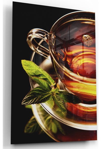 Çay Saati Dekoratif Cam Tablo, Duvar Dekorasyon