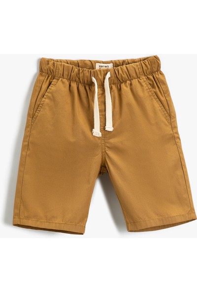 Koton Beli Lastikli Slim Şort Diz Üstü Pamuklu