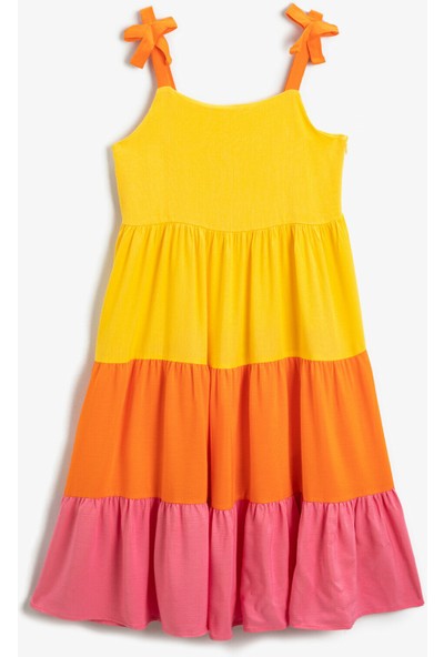 Koton 2SKG80014AW Kare Yaka Bol Kesim Düz Sarı Kız Çocuk Elbise Koton 2SKG80014AW Kare Yaka Bol Kesim Düz Sarı Kız Çocuk Elbise