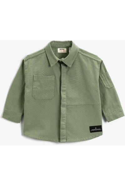 Koton Oversize Ceket Tek Cepli Düğmeli Gömlek Yaka Pamuklu