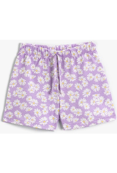 Koton Kız Çocuk Papatya Baskılı Şort Beli Bağcıklı