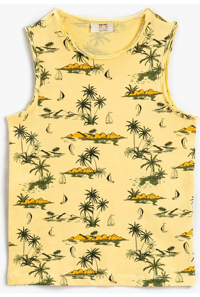 Koton Palmiye Baskılı Atlet Bisiklet Yaka Pamuklu