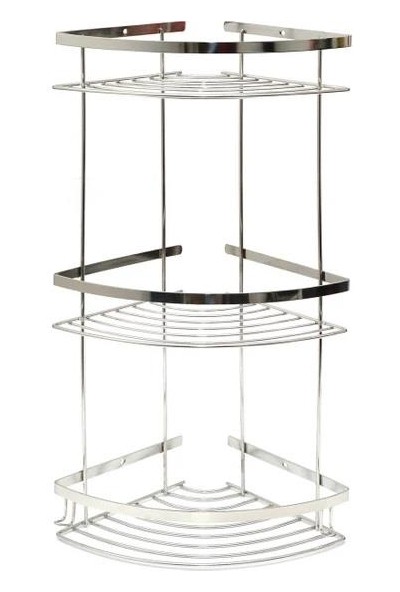 Geseus Paslanmaz Üç Gözlü Banyo Köşe Rafı Şampuanlık 304 Kalite Paslanmaz ÇELIK-GNRL2020 Geseus Paslanmaz Üç Gözlü Banyo Köşe Rafı Şampuanlık 304 Kalite Paslanmaz ÇELIK-GNRL2020