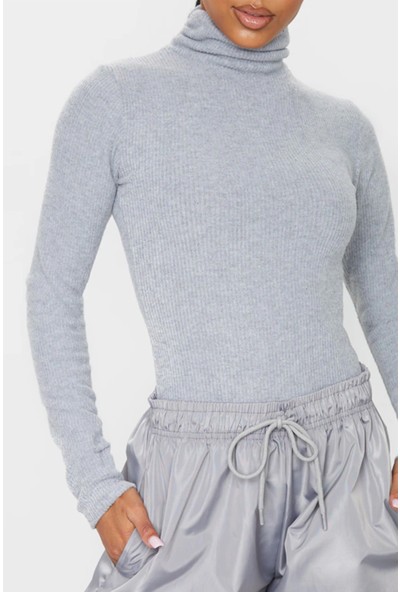 Gri Boğazlı Fitilli Basic Body Gri Boğazlı Fitilli Basic Body