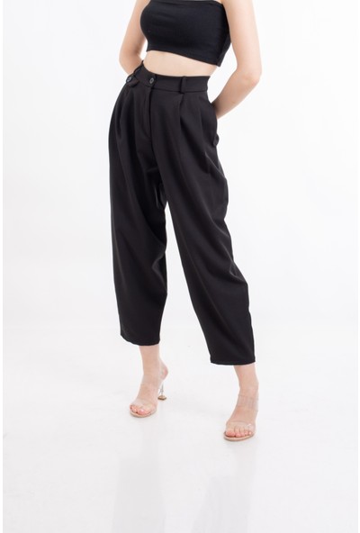 Siyah Cep Detay Şalvar Pantolon