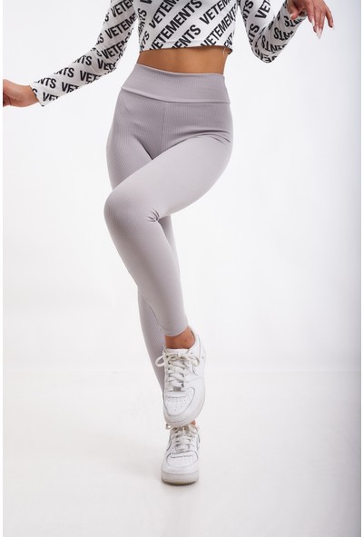 Nofilter Butik Gri Fitilli Yüksek Bel Tayt Nofilter Butik Gri Fitilli Yüksek Bel Tayt
