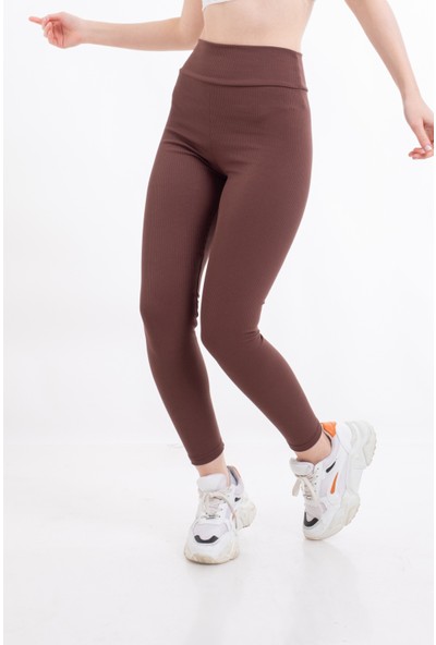 Kahverengi Fitilli Yüksek Bel Tayt