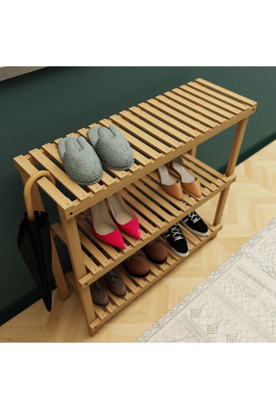 Woodesk Masif Ahşap Ayakkabı ve Saksı Rafı 74X74 cm CPT5540-74