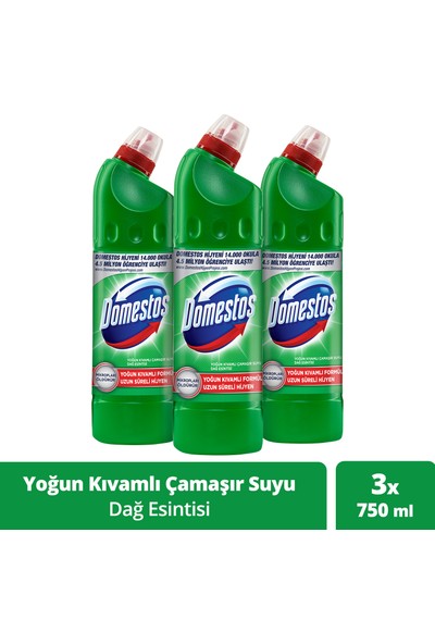 Domestos Çamaşır Suyu Dağ Esintisi 750 ML - 3lü Paket Domestos Çamaşır Suyu Dağ Esintisi 750 ML - 3lü Paket