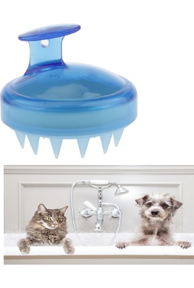 Hazneli Silikon Başlıklı Kedi Köpek Yıkama Fırçası-