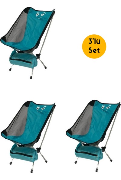 Mowicamp Practıco Mavi Çocuk Kamp Sandalyesi 3'lü Set Mowicamp Practıco Mavi Çocuk Kamp Sandalyesi 3'lü Set