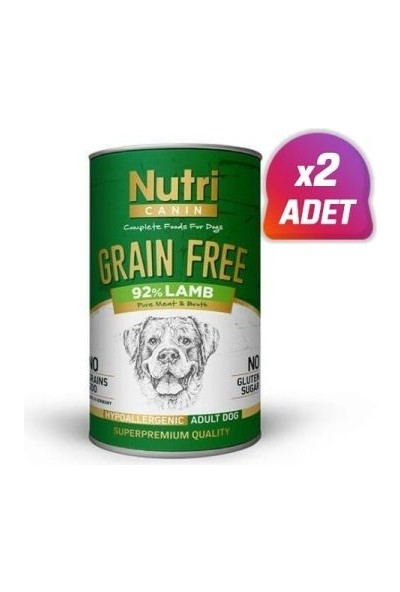 2 Adet - Nutri Canin Tahılsız Adult Kuzu Etli Köpek Konservesi 400 gr 2 Adet - Nutri Canin Tahılsız Adult Kuzu Etli Köpek Konservesi 400 gr