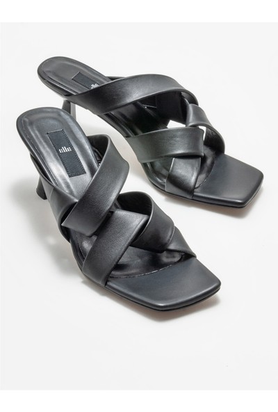 Elle Shoes Siyah Kadın Topuklu Terlik