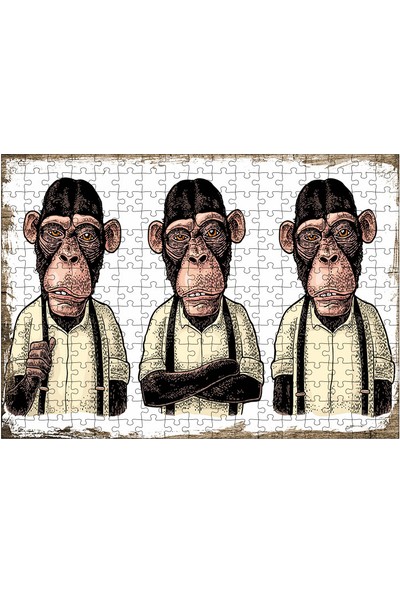 Tablomega Ahşap Mdf Puzzle Yapboz Üç Maymun 255 Parça 35*50 cm Tablomega Ahşap Mdf Puzzle Yapboz Üç Maymun 255 Parça 35*50 cm