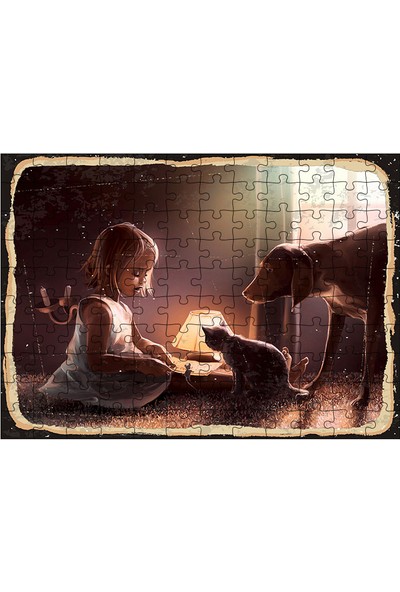Tablomega Ahşap Mdf Puzzle Yapboz Kız Çocuğunun Kedi ve Köpeği 120 Parça 25*35 cm Tablomega Ahşap Mdf Puzzle Yapboz Kız Çocuğunun Kedi ve Köpeği 120 Parça 25*35 cm