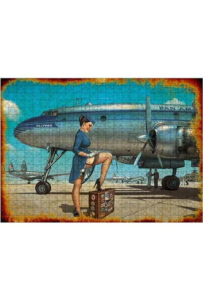 Tablomega Ahşap Mdf Puzzle Yapboz Eski Zamanlar Hostes ve Uçak 500 Parça 50*70 cm Tablomega Ahşap Mdf Puzzle Yapboz Eski Zamanlar Hostes ve Uçak 500 Parça 50*70 cm