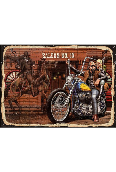 Tablomega Ahşap Mdf Puzzle Yapboz Kovboy Kasabasında Chopper 120 Parça 25*35 cm Tablomega Ahşap Mdf Puzzle Yapboz Kovboy Kasabasında Chopper 120 Parça 25*35 cm