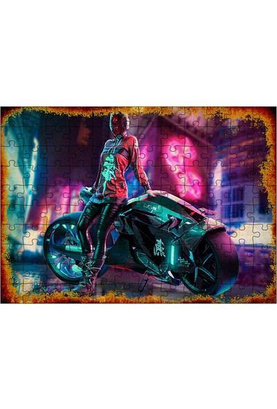 Tablomega Ahşap Mdf Puzzle Yapboz Mavi ve Pembe Cyberpunk 120 Parça 25*35 cm