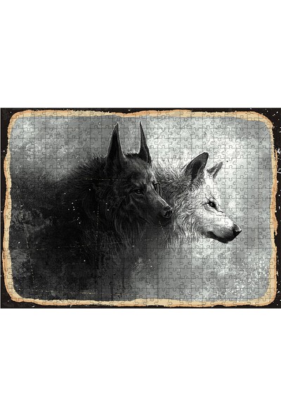Tablomega Ahşap Mdf Puzzle Yapboz Beyaz Kurt ve Kara Kurt 500 Parça 50*70 cm Tablomega Ahşap Mdf Puzzle Yapboz Beyaz Kurt ve Kara Kurt 500 Parça 50*70 cm