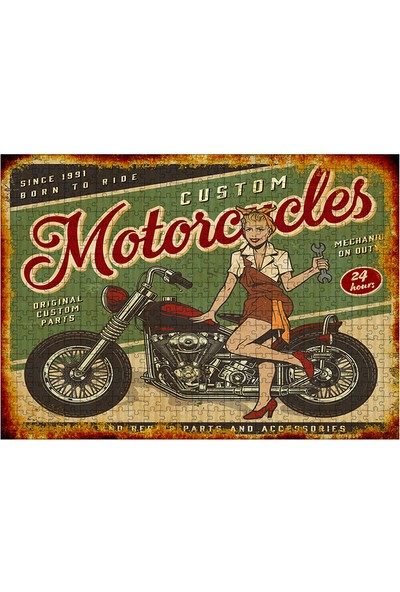Tablomega Ahşap Mdf Puzzle Yapboz Motorsiklet Tamircisi Afiş 500 Parça 50*70 cm
