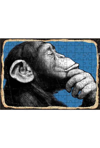 Tablomega Ahşap Mdf Puzzle Yapboz Düşünen Şempanze 120 Parça 25*35 cm