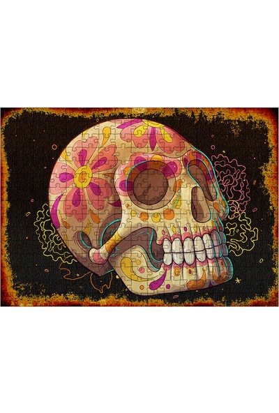 Tablomega Ahşap Mdf Puzzle Yapboz Çiçekli Kurukafa 255 Parça 35*50 cm