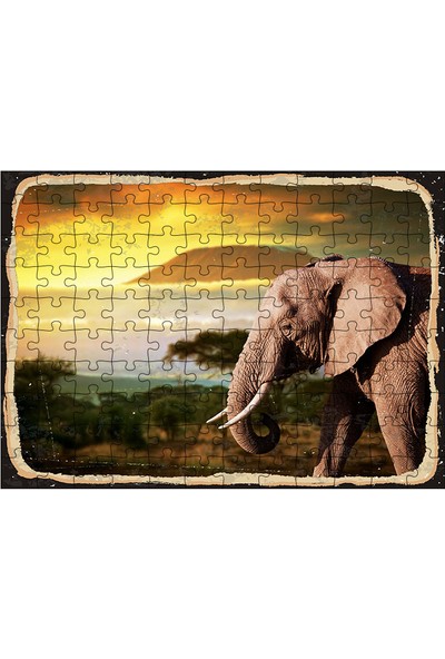 Tablomega Ahşap Mdf Puzzle Yapboz Afrika'da Bir Fil 120 Parça 25*35 cm