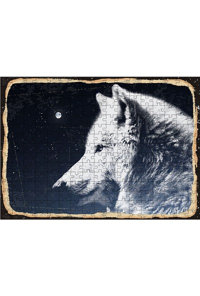Tablomega Ahşap Mdf Puzzle Yapboz Dolunay ve Kurt 255 Parça 35*50 cm