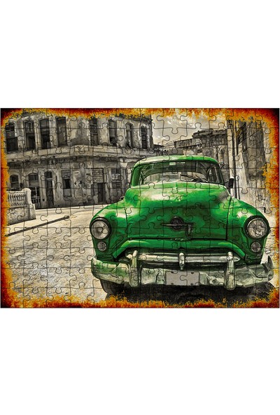 Tablomega Ahşap Mdf Puzzle Yapboz Yeşil Araba 120 Parça 25*35 cm
