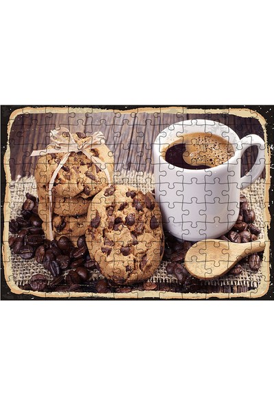 Tablomega Ahşap Mdf Puzzle Yapboz Kurabiye ve Kahve 120 Parça 25*35 cm