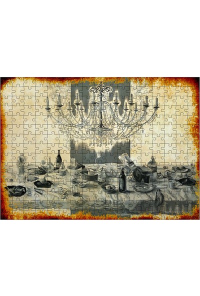 Tablomega Ahşap Mdf Puzzle Yapboz Yemek Masası ve Şamdan 255 Parça 35*50 cm