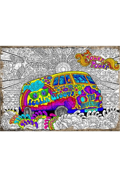 Tablomega Ahşap Mdf Puzzle Yapboz Hippi Minibüsü 500 Parça 50*70 cm