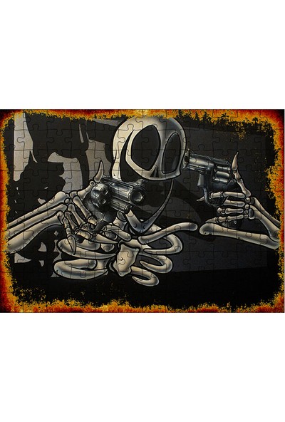 Tablomega Ahşap Mdf Puzzle Yapboz Tabancalı Kurukafa 120 Parça 25*35 cm