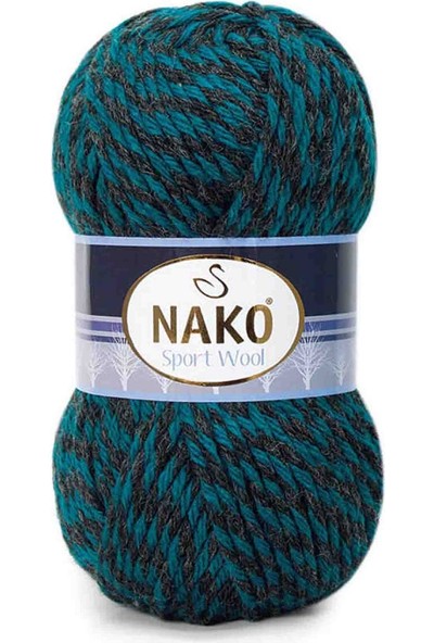 Nako Sport Wool El Örgü Ipi 100 gr Petrol-Siyah Muline 21341