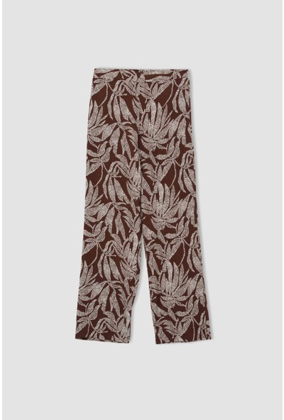 Geniş Paça Normal Bel Desenli Viskon PANTOLON X6438AZ22SP