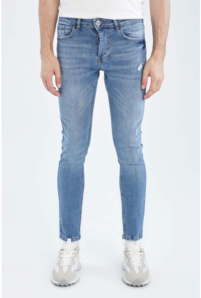 Skinny Comfort Fit Normal Bel Dar Paça Yırtık Detaylı Jean PANTOLON X8537AZ22SP Skinny Comfort Fit Normal Bel Dar Paça Yırtık Detaylı Jean PANTOLON X8537AZ22SP